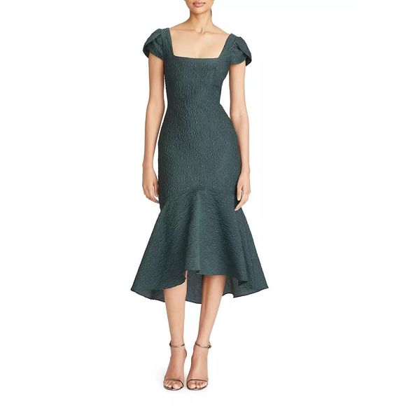 Theia | Dresses | Theia Rae Highlow Jacquard Cocktail Dress | Poshmark